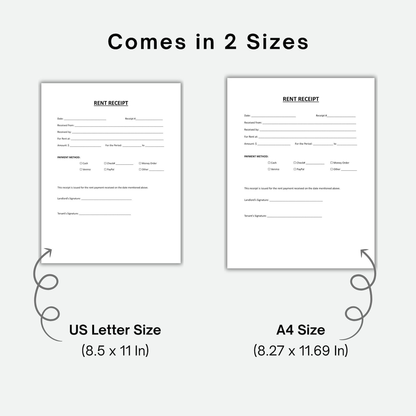 Editable Rent Receipt Template: Landlord Tenant Form (PDF & Word) - Etsy