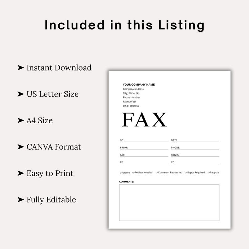 Fax Cover Sheet Editable, Fax Sheet, Personal Fax Cover, Administrative ...