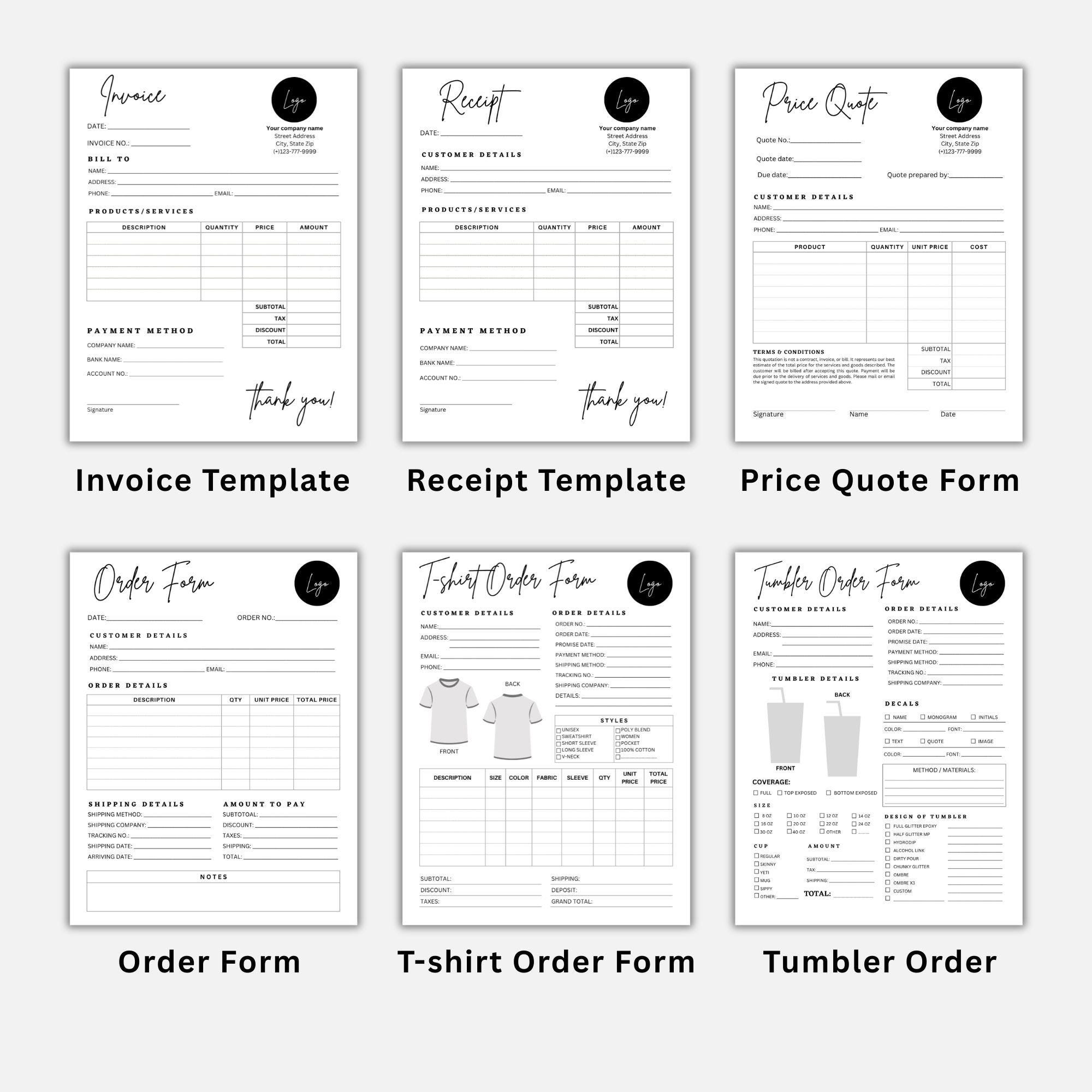 Editable Order Form Templates: Small Business Invoice, Canva (US Letter ...