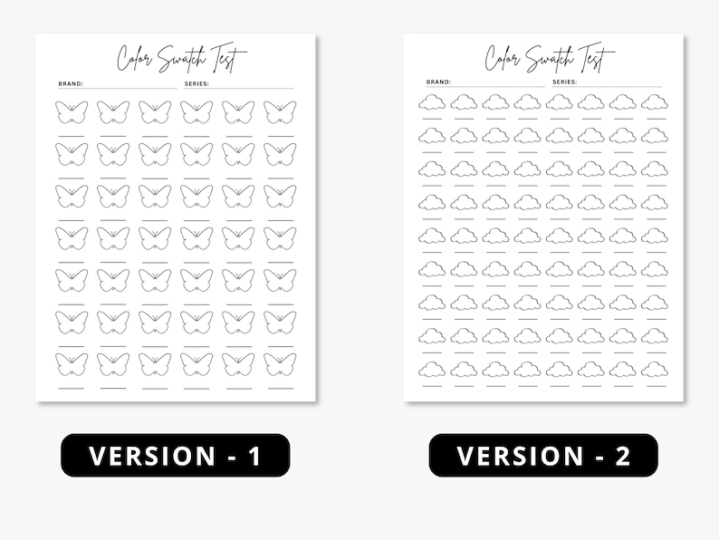 Blank Color Swatch Chart Printable PDF, Color Test Sheet, Marker Set ...