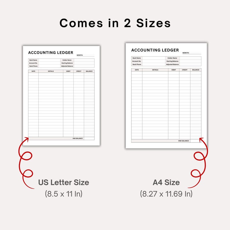 Editable Small Business Accounting Ledger | Printable General ...