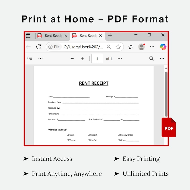 Editable Rent Receipt Template: Landlord Tenant Form (PDF & Word) - Etsy Australia