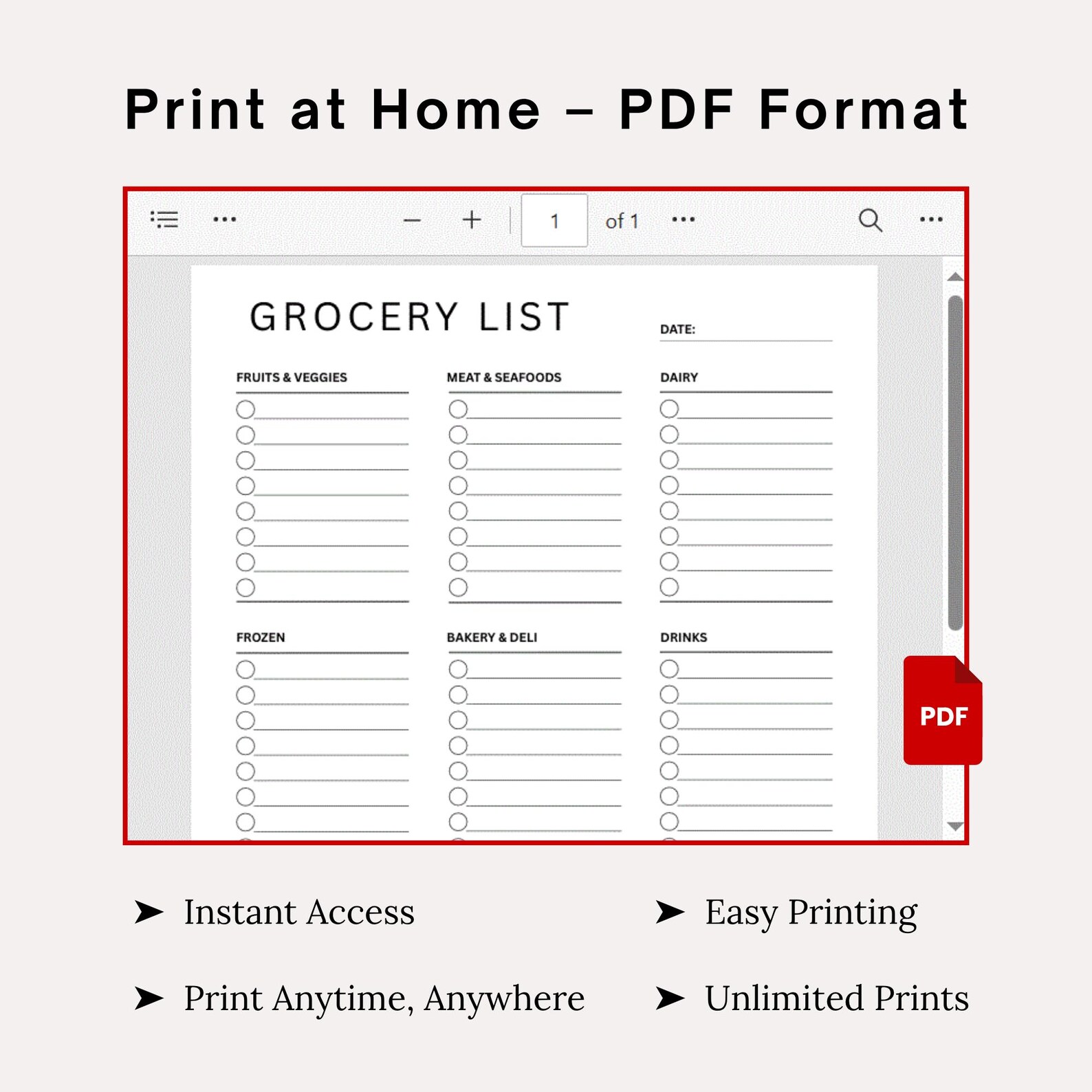 Weekly Grocery List Printable: Editable Canva Template (a4/a5/letter ...