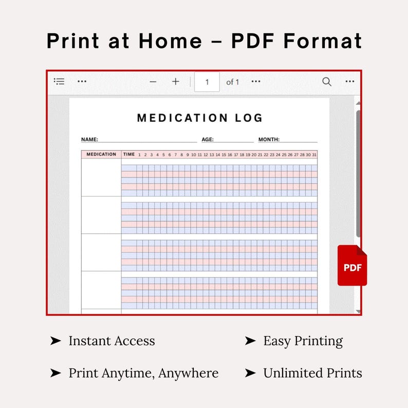 Medication Log Printable | Medicine Schedule | Weekly Medication Tracker | Medicine Log for ...