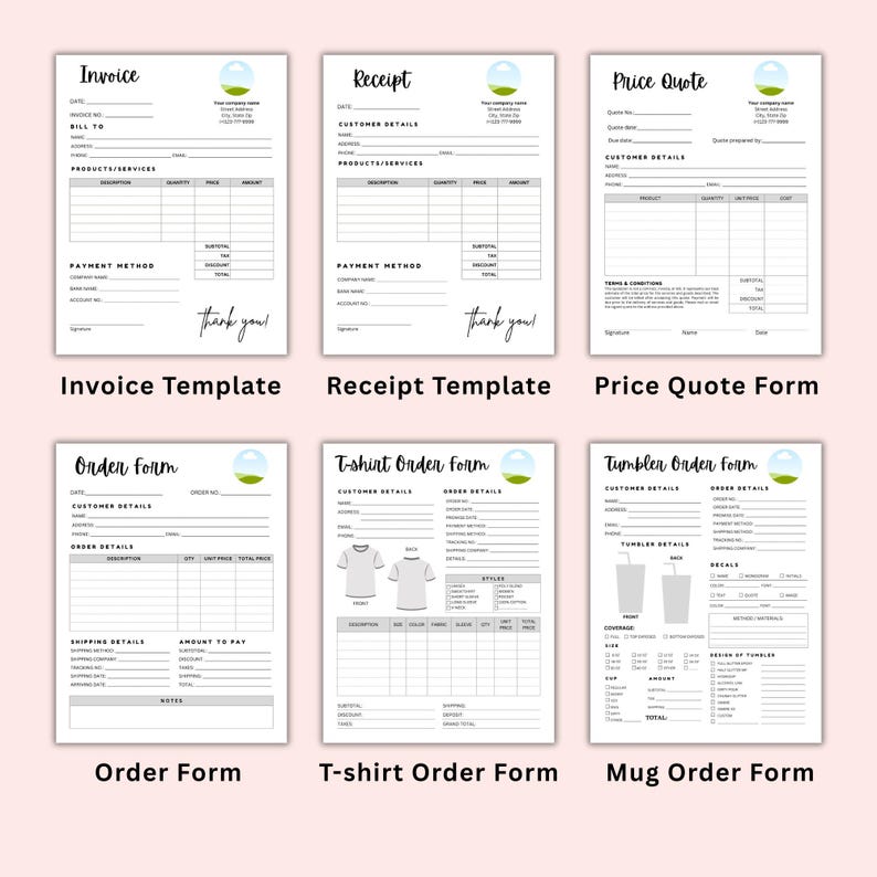 Order Form Template Editable, Invoice Template, Printable Custom Order ...