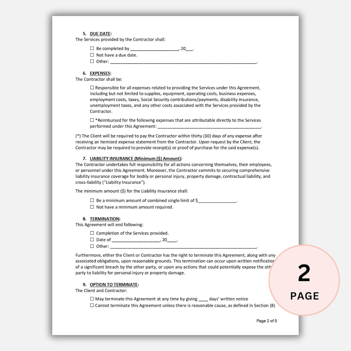 Editable Construction Contract Template: Printable Agreement Form (PDF ...