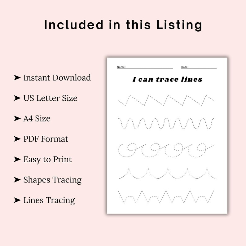 Preschool Line Tracing Worksheets Bundle. Line Trace Page Printable ...