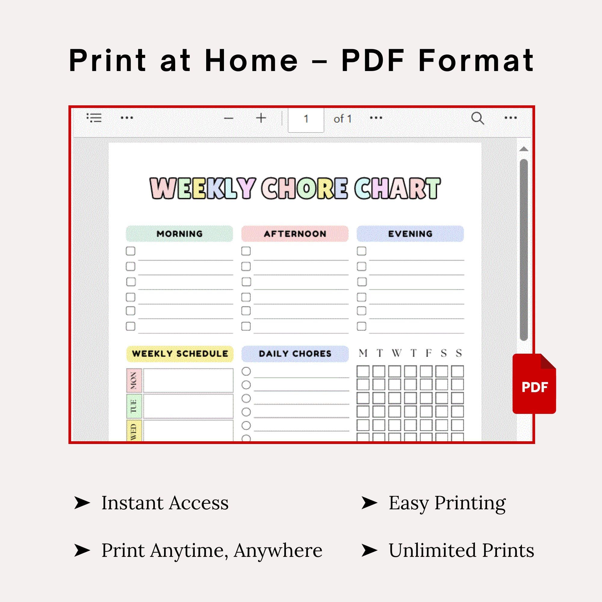 Editable Responsibility Chore Chart for Kids, Printable Responsibility ...