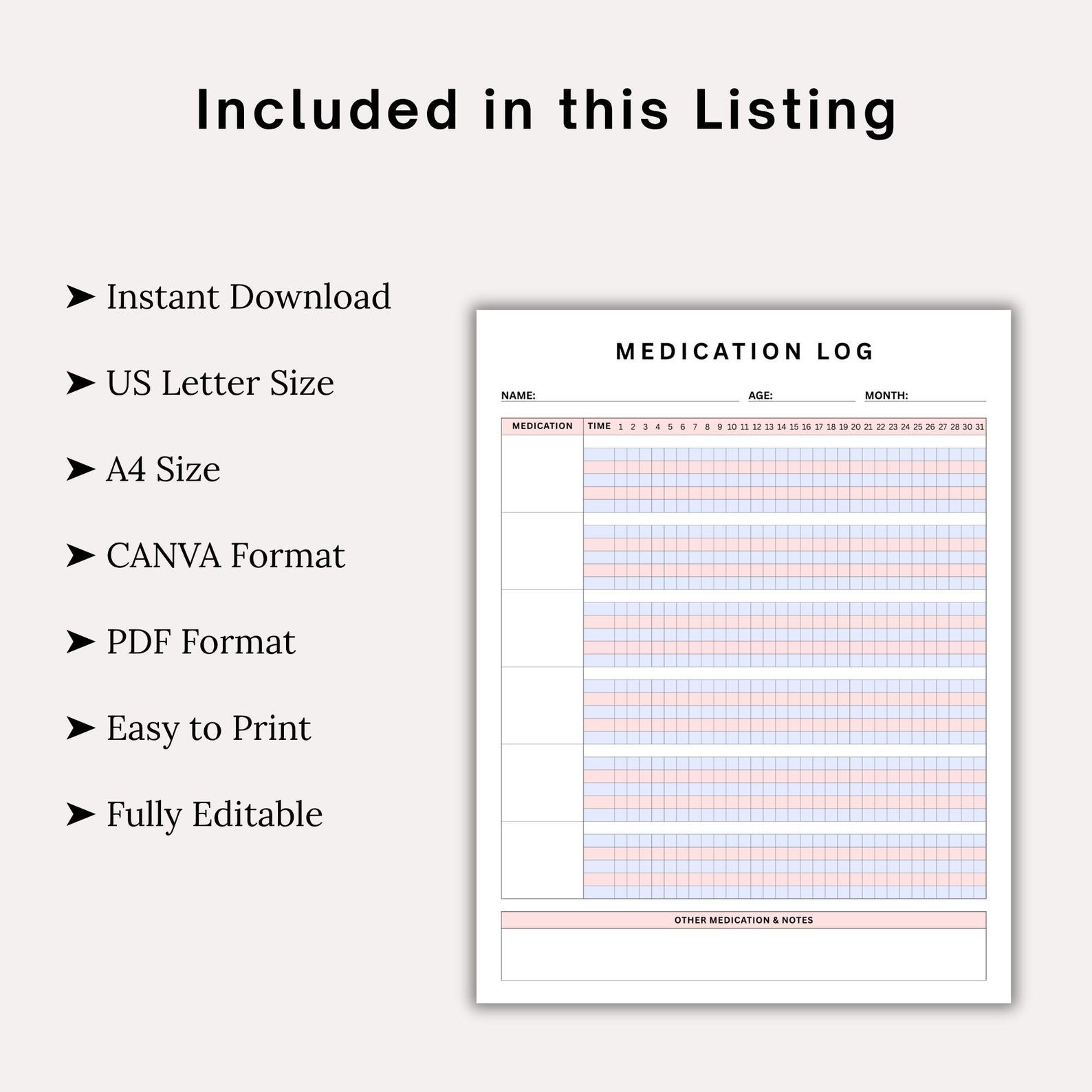Medication Log Printable: Weekly Medicine Tracker for Nurses ...