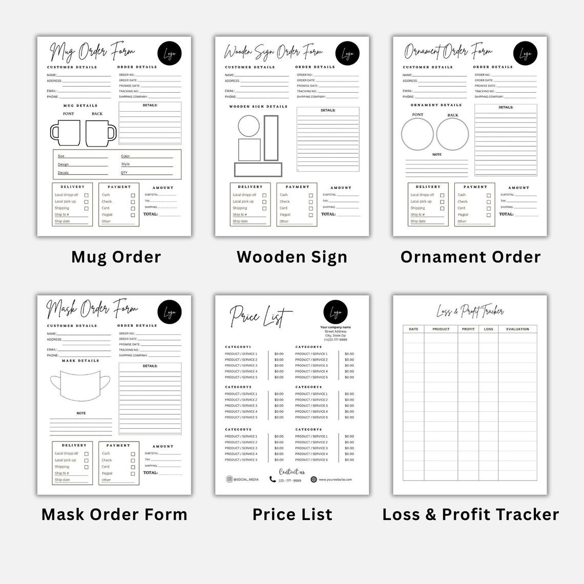 Editable Order Form Templates: Small Business Invoice, Canva (US Letter ...