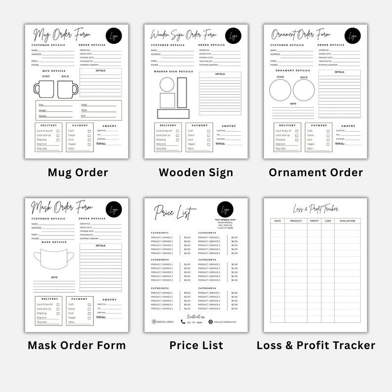 Editable Order Form Templates: Small Business Invoice, Canva (US Letter ...