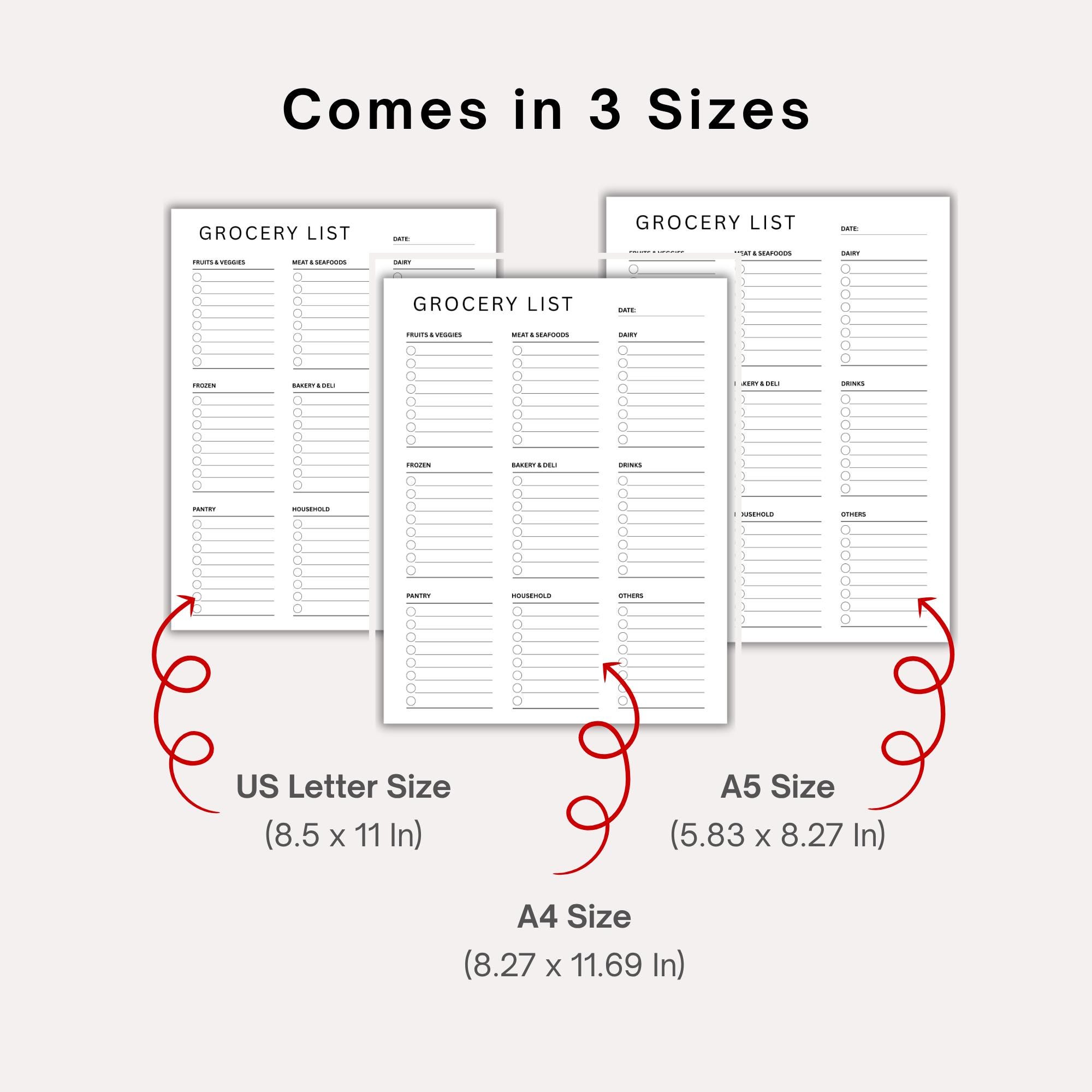 Weekly Grocery List Printable: Editable Canva Template (a4/a5/letter ...