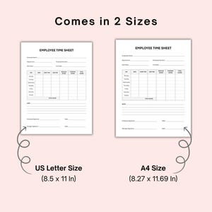 Employee Time Sheet Log Printable | Small Business Timecard Sheet ...