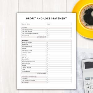 Printable Profit and Loss Statement Template, Profit Calculator ...