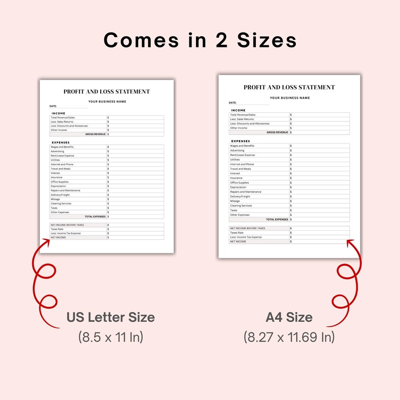 Printable Profit and Loss Template: Small Business Income Tracker ...