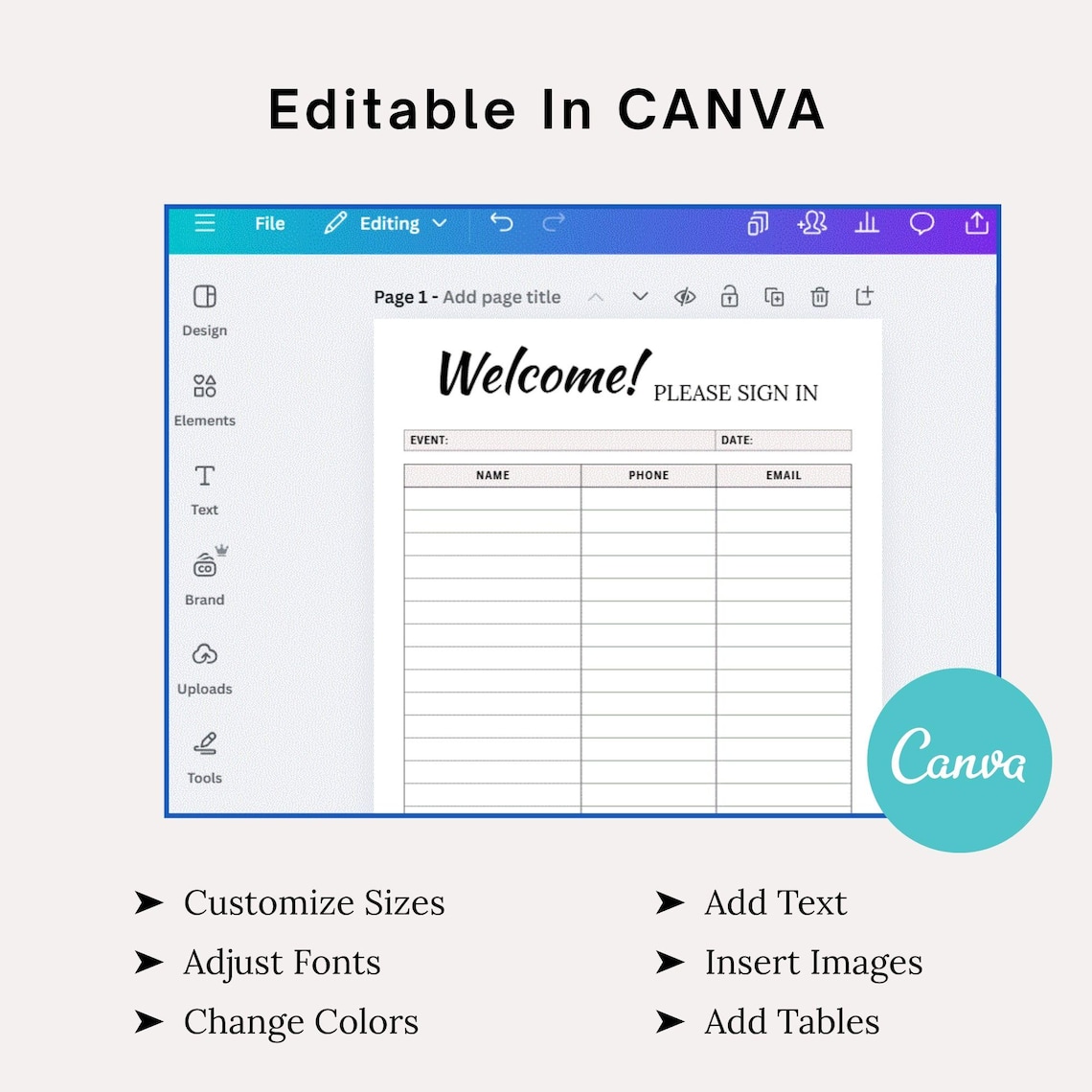 Printable Sign-in Sheet Template: Open House, Meeting, Realtors (canva ...
