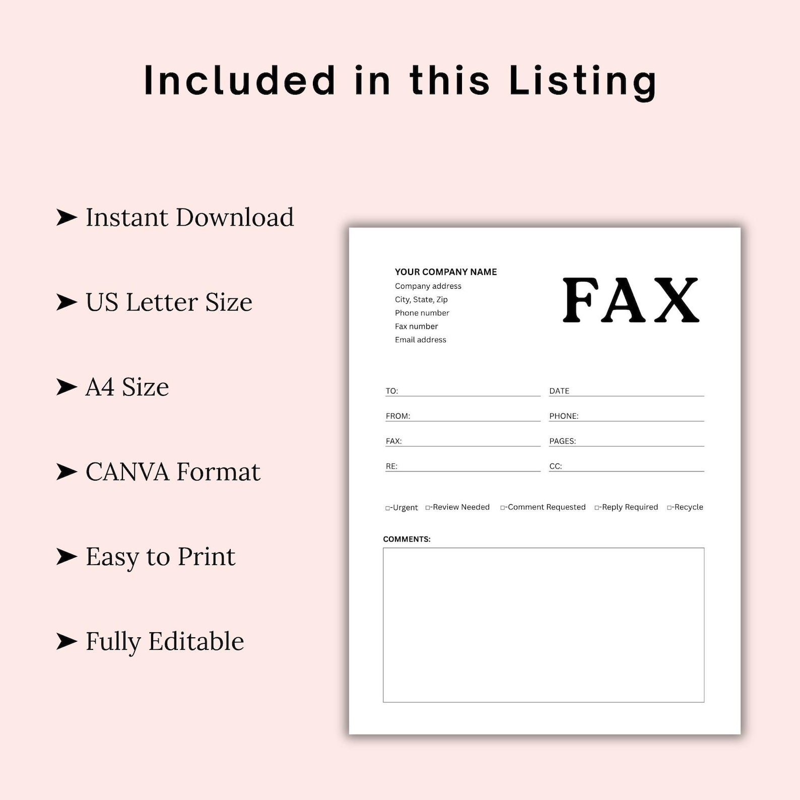 Fax Cover Sheet Editable, Fax Sheet, Fax Cover, Personal Fax Cover, Administrative Forms ...