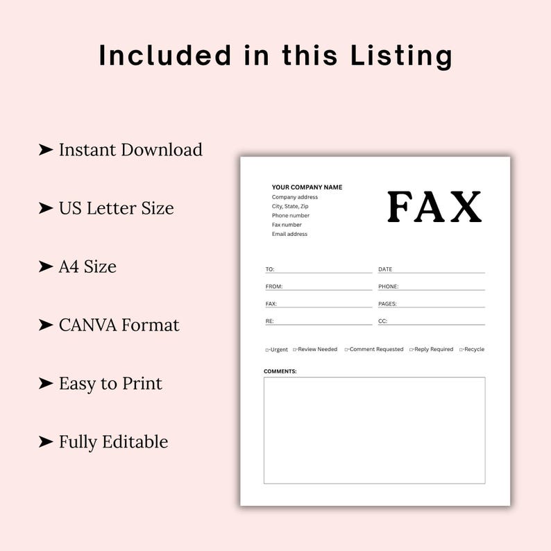 Fax Cover Sheet Editable, Fax Sheet, Fax Cover, Personal Fax Cover ...