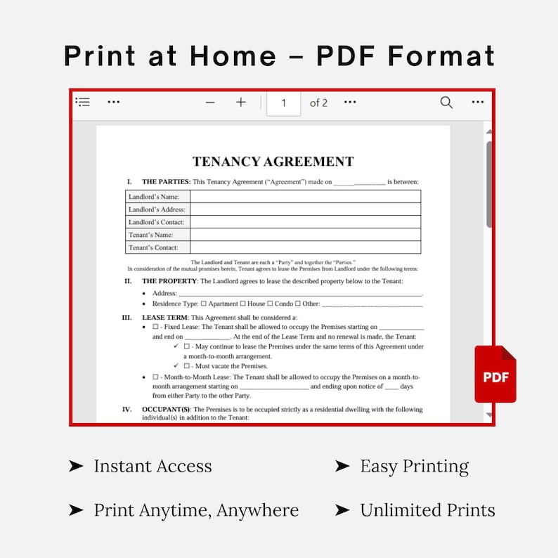 Simple Tenancy Agreement Template Printable | Rent a Room Tenancy ...
