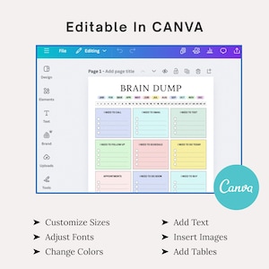 Editable ADHD Brain Dump Printable, ADHD Daily Planner, to Do List ...