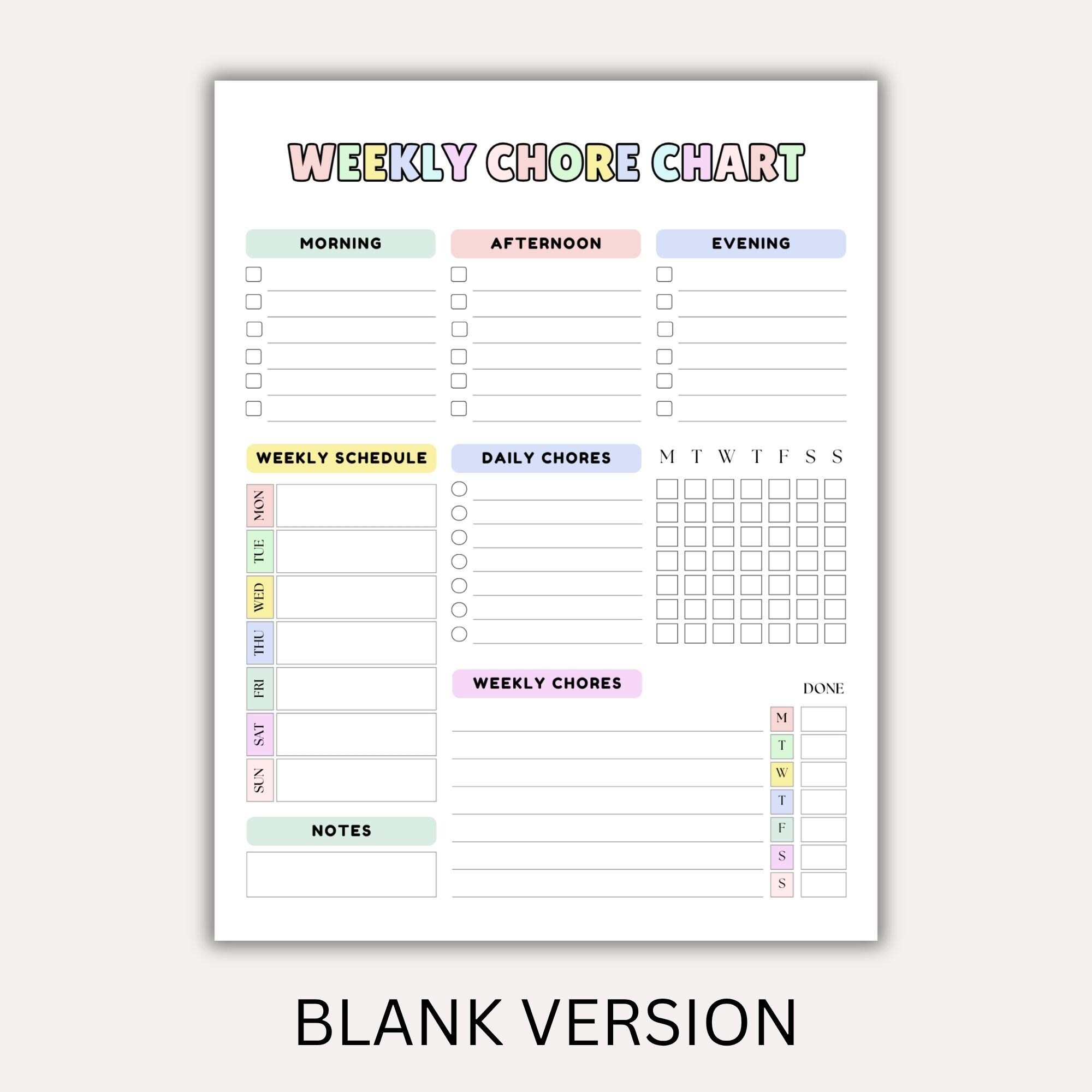 Editable Responsibility Chore Chart for Kids, Printable Responsibility ...