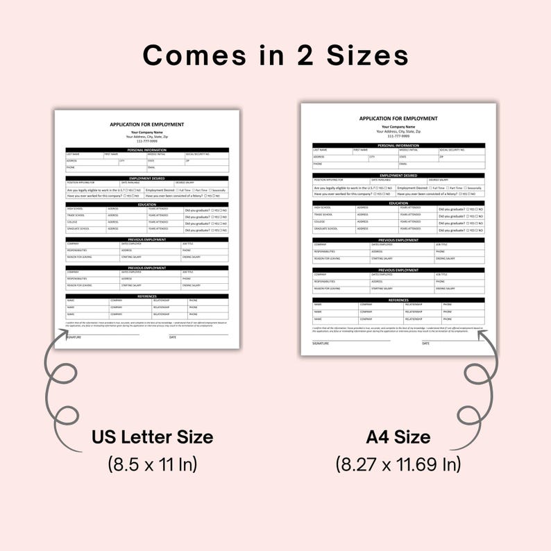 Editable Job Application Template: Google Docs & MS Word (instant ...