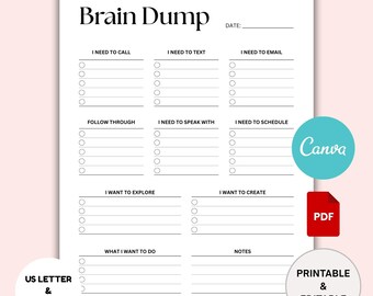 Brain Dump Printable Template | ADHD Friendly Daily Planner ...