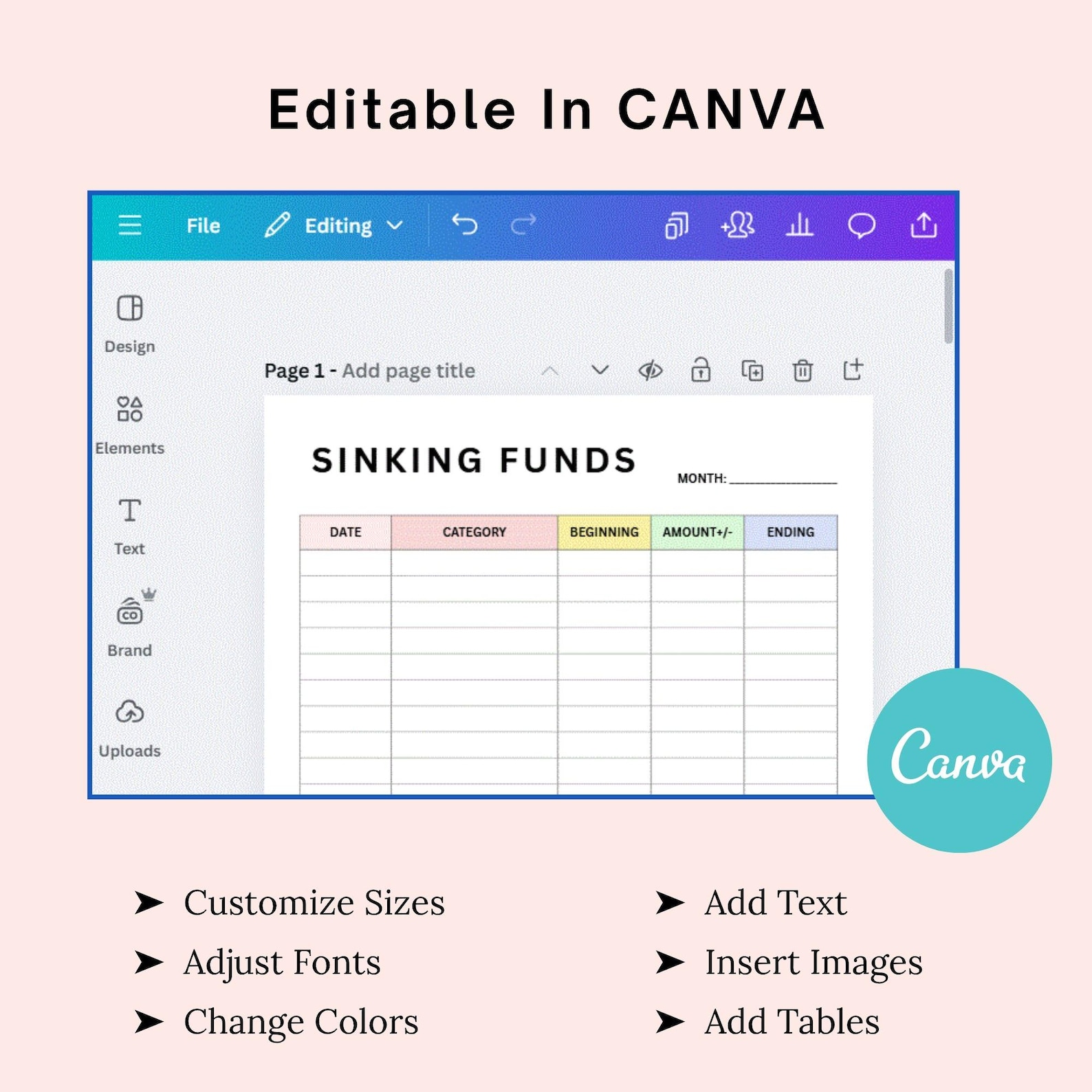 Sinking Funds Tracker Printable, Sinking Fund Envelopes, Editable ...