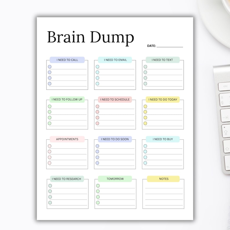 Editable ADHD Brain Dump Template, ADHD Daily Planner, Productivity ...
