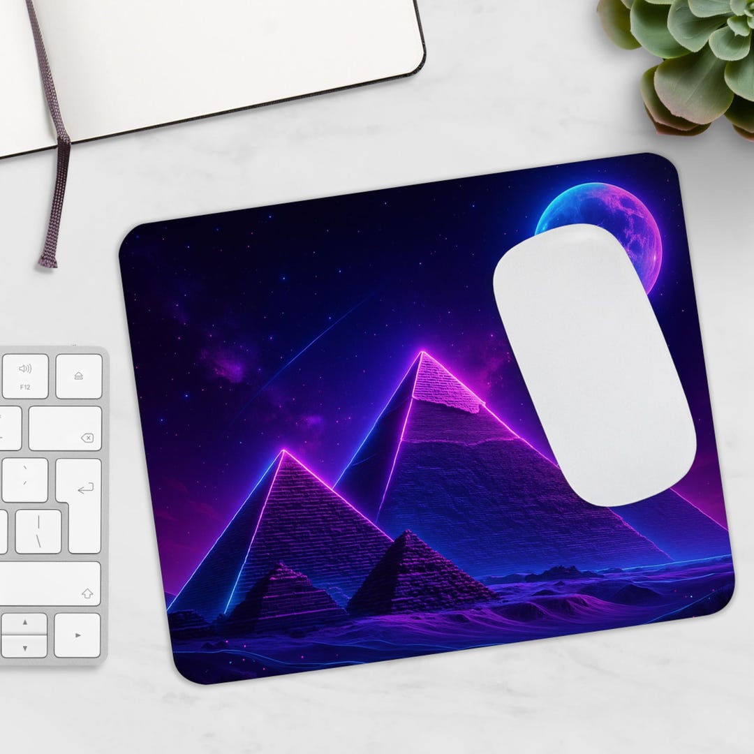 Neon Pyramid Mouse Pad: Cosmic Desk Mat, Tech Lover Gift - Etsy