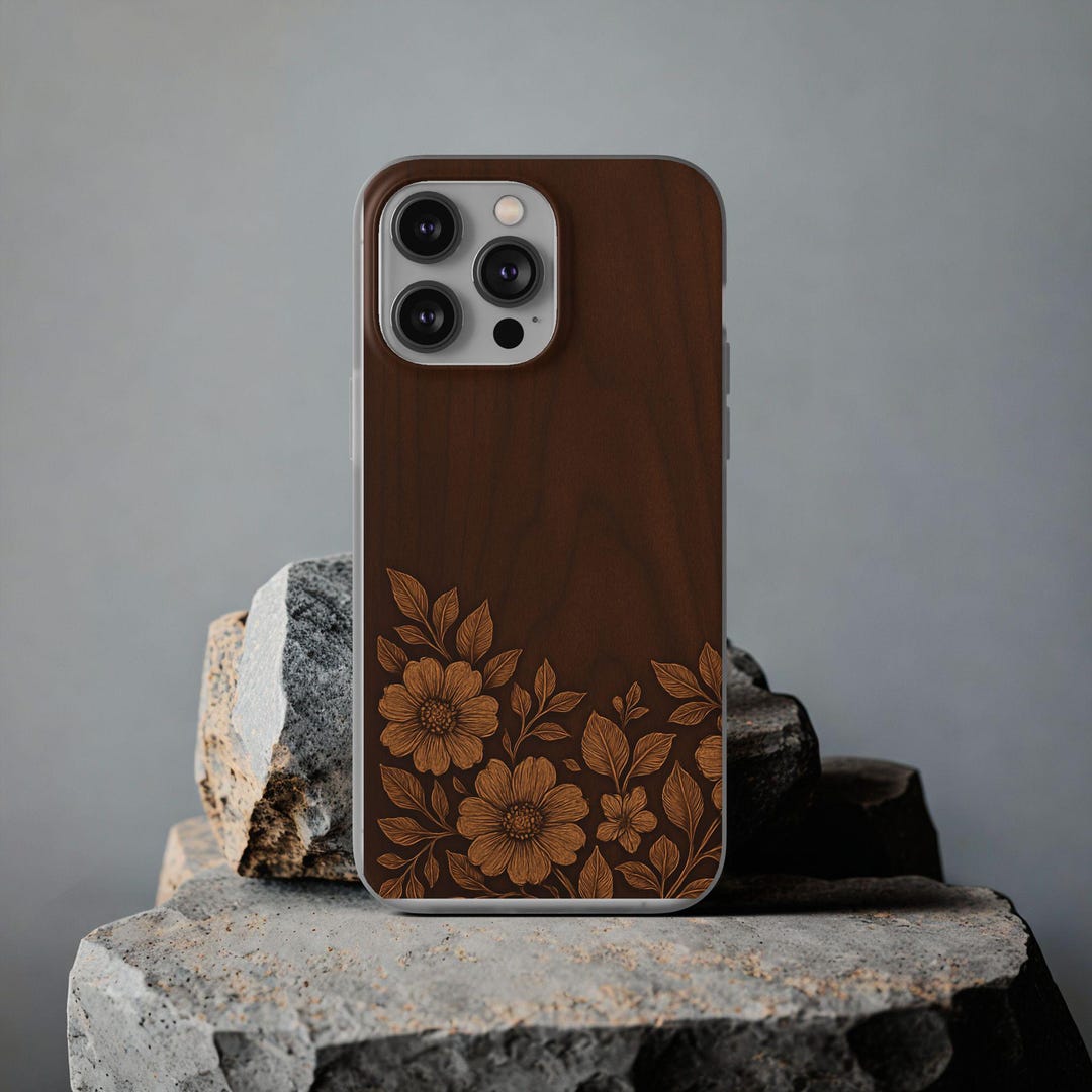 Floral Wood Grain Flexi Phone Case – Elegant TPU Protector - Etsy