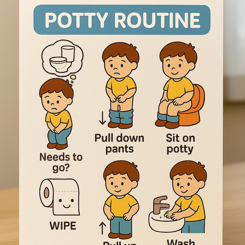 Potty Routine Boy Visual - Etsy