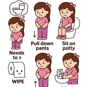 Printable Girl Potty Routine Chart – Visual Bathroom Routine for ...