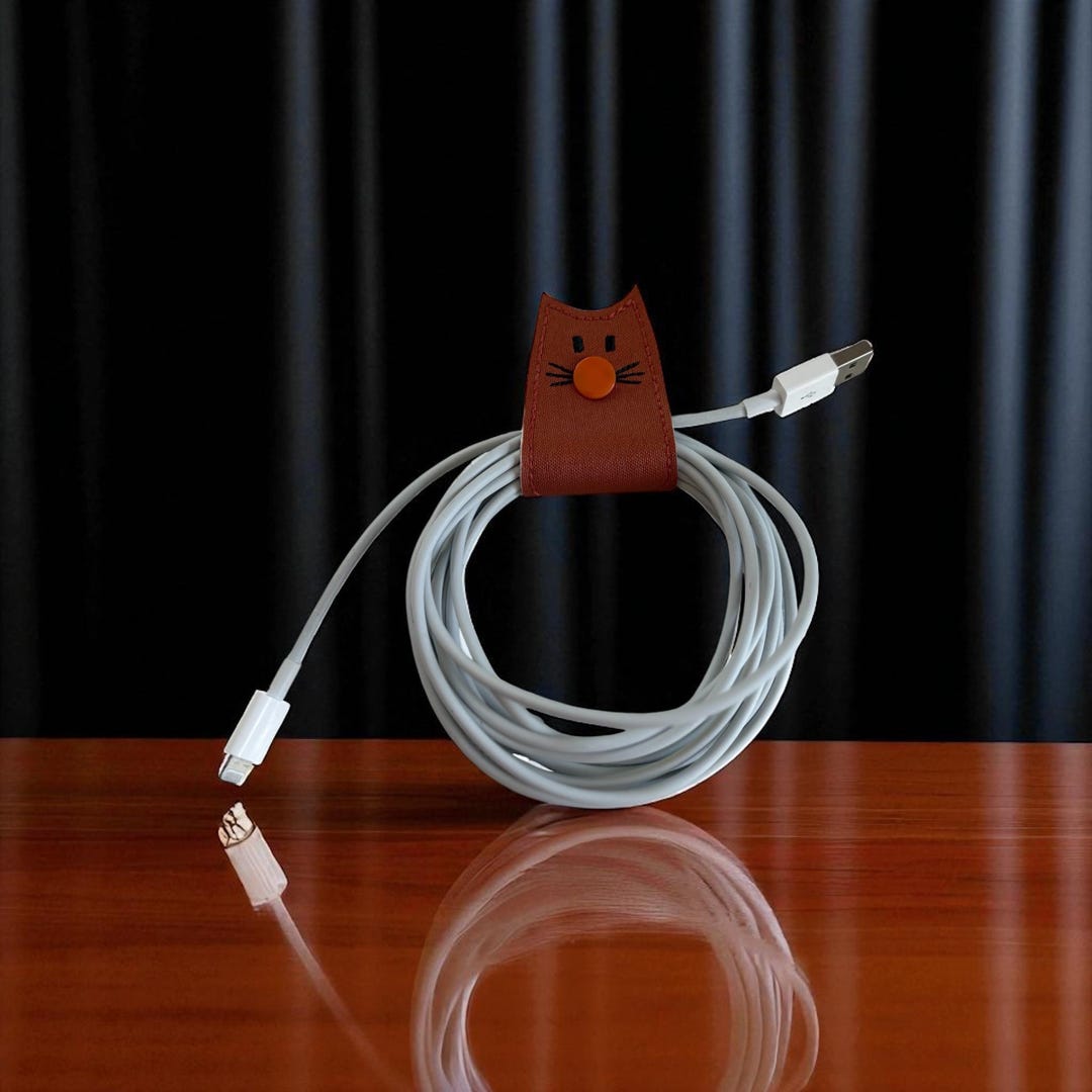 Embroidered Cat Cable Tidy, Vinyl Cord Organizer - Etsy