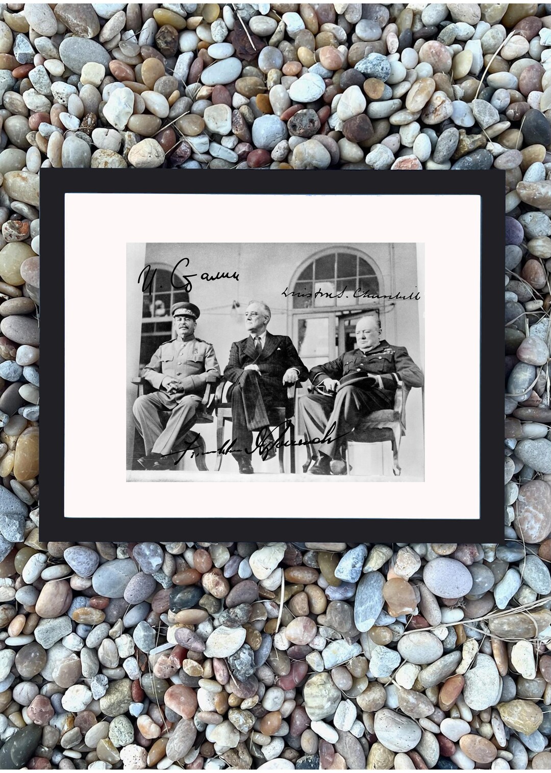 The Big Three WWII Leaders Poster Photo With Reprint Autographs ...