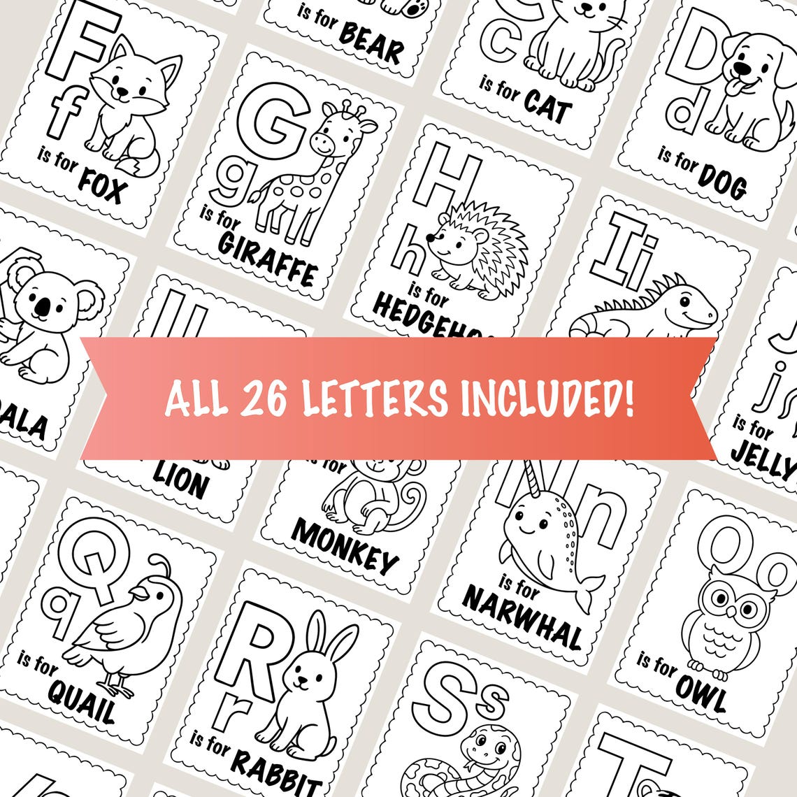 ABC Animal Alphabet Coloring Pages | A–Z Printable Pages for Kids ...