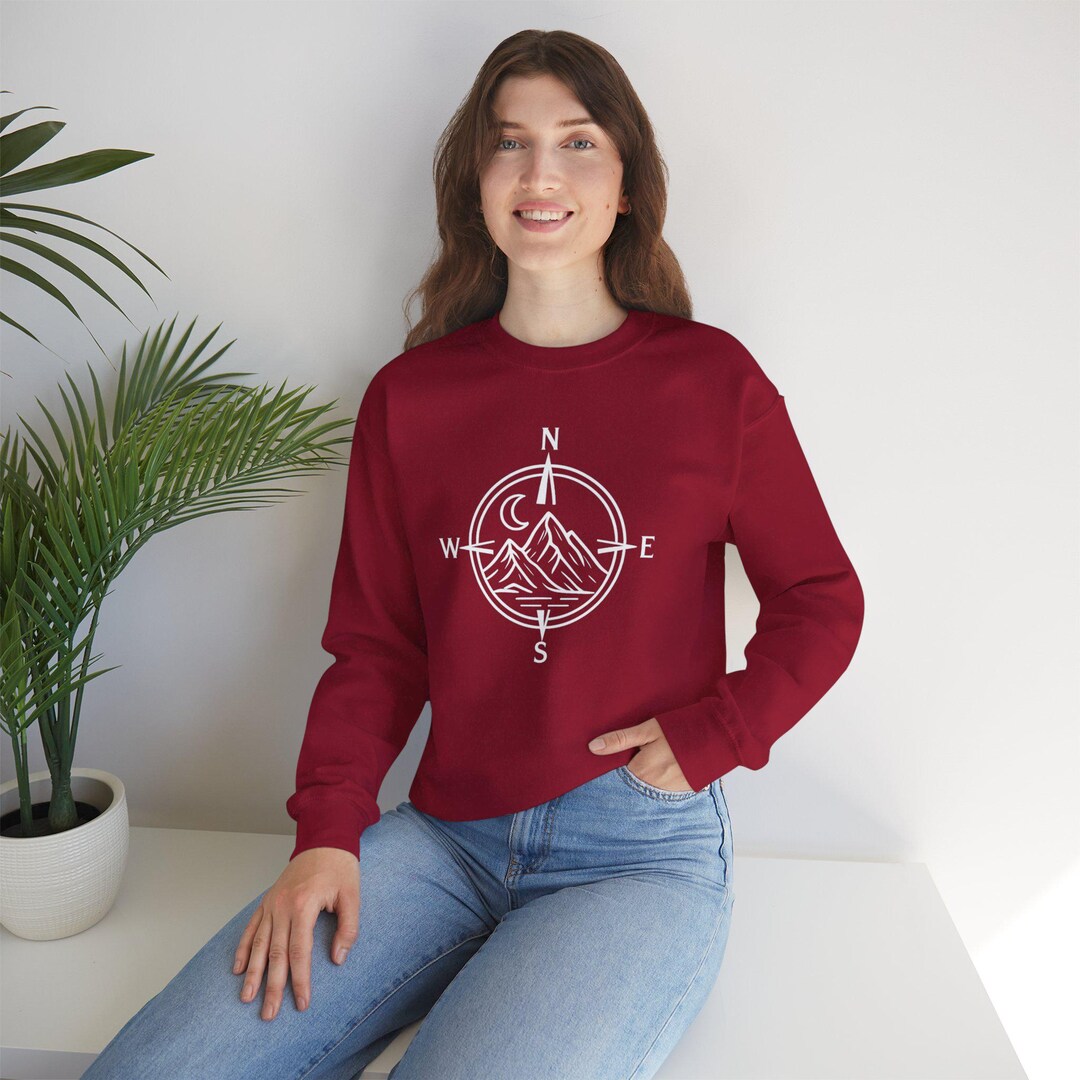 Compass Rose Mountain Sweatshirt for Women | Adventure Graphic Crewneck ...