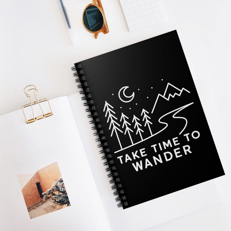 Take Time to Wander Journal | Black Spiral Adventure Notebook for ...