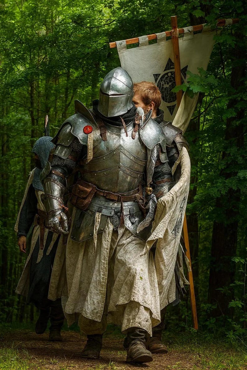 Hand-forged Full Barbuta Armor: 18 Gauge Steel Knight Suit for LARP ...