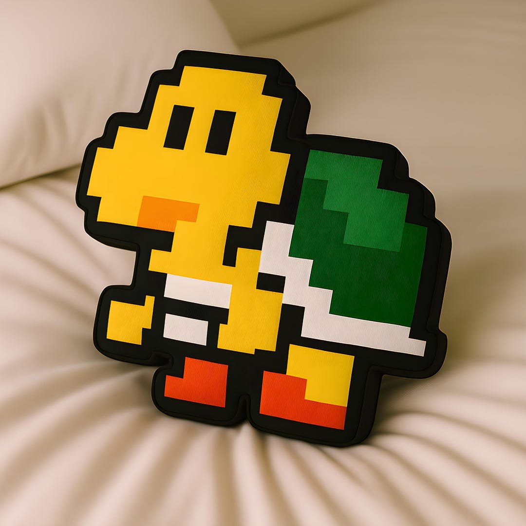 Super Mario Koopa 8bit Kissen in Logo-form, Geschenk, Super Mario Pilz ...