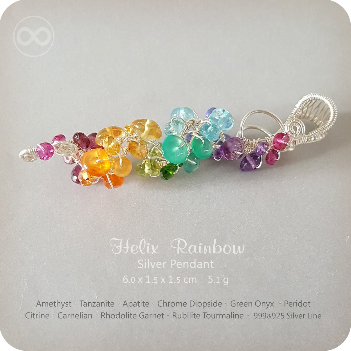 Helix Rainbow Chakras Silver Pendant H78 - Etsy