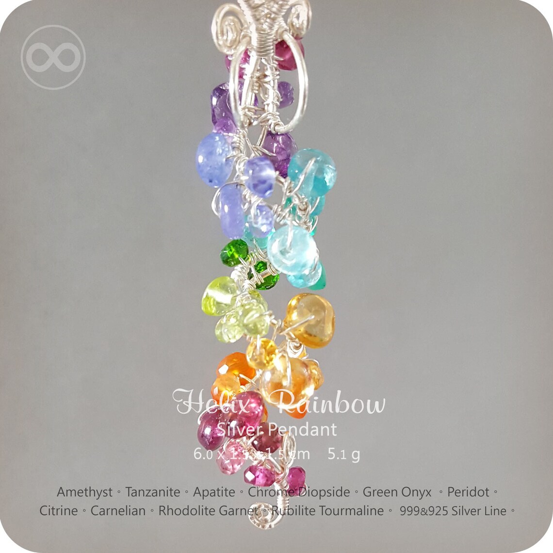 Helix Rainbow Chakras Silver Pendant H78 - Etsy