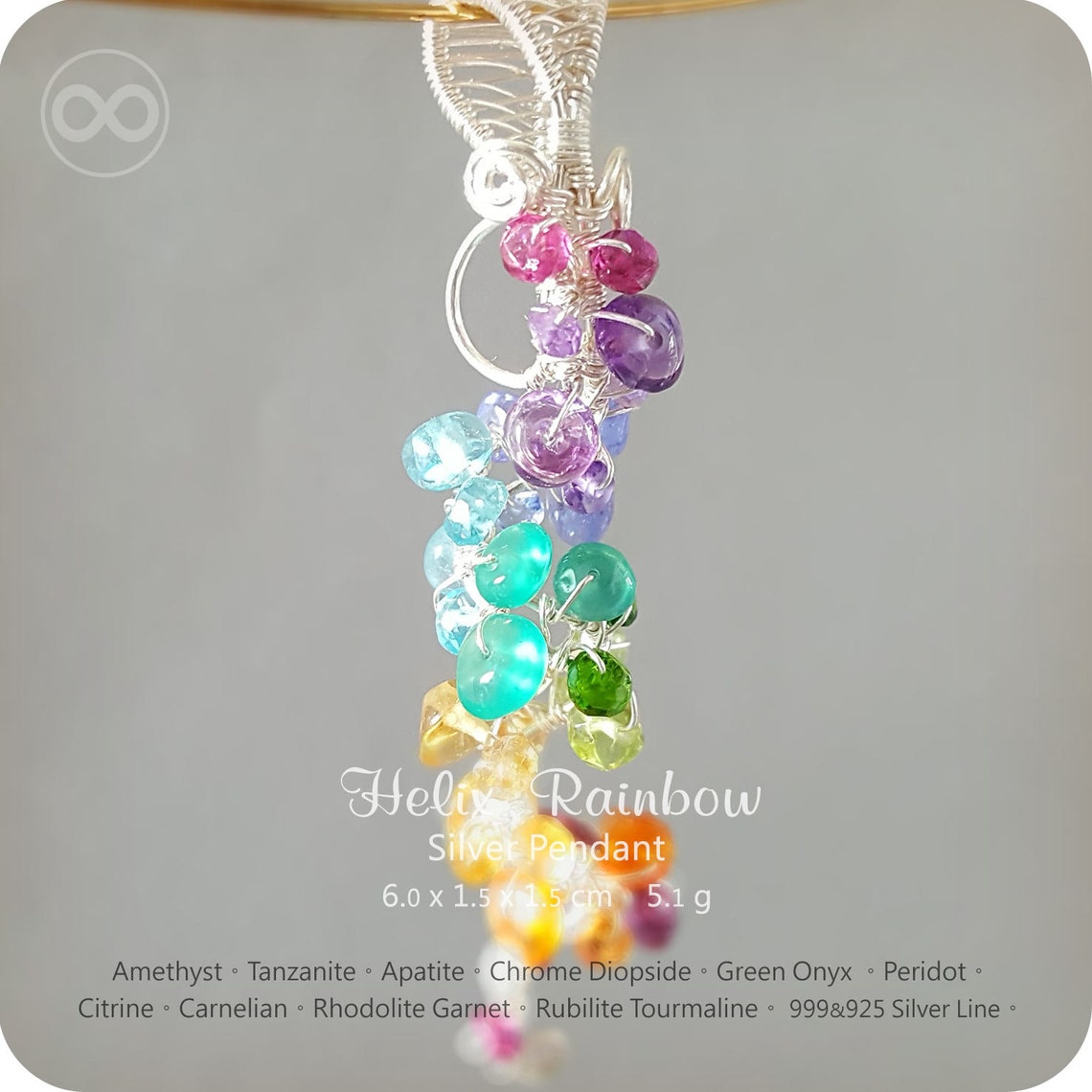 Helix Rainbow Chakras Silver Pendant H78 - Etsy