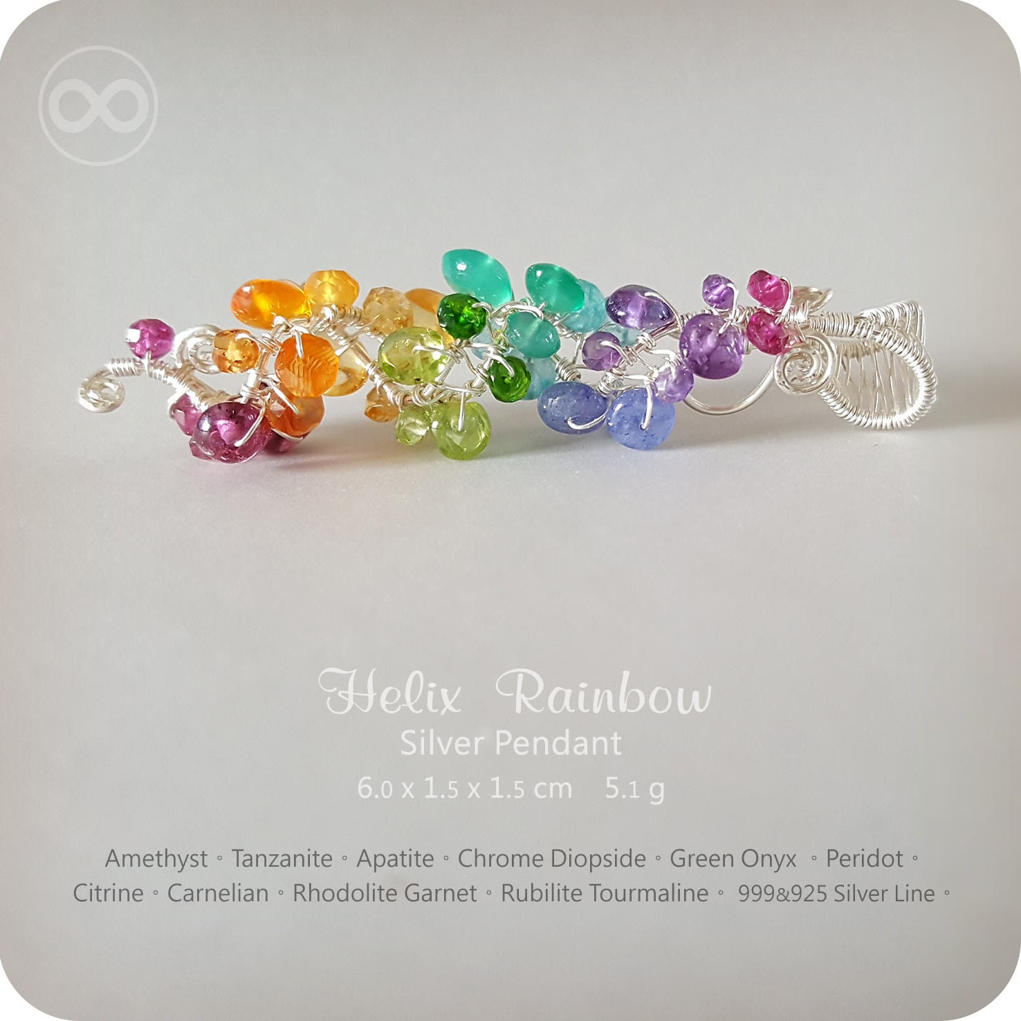 Helix Rainbow Chakras Silver Pendant H78 - Etsy