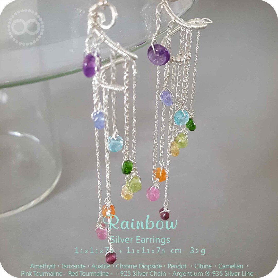 Rainbow Chakras Fish Hooks Silver Earrings [ H162 ] - Etsy