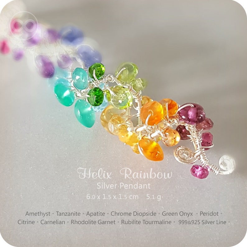 Helix Rainbow Chakras Silver Pendant H78 - Etsy
