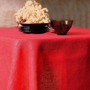 Red Linen Tablecloth Rustic Farm House Table Cloth Red Tablescapes ...