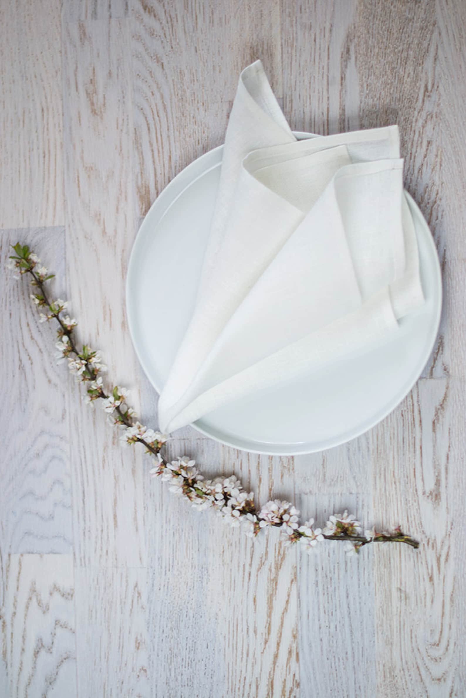 White Linen Napkins Wedding Party Table Decor Napkins Set of - Etsy