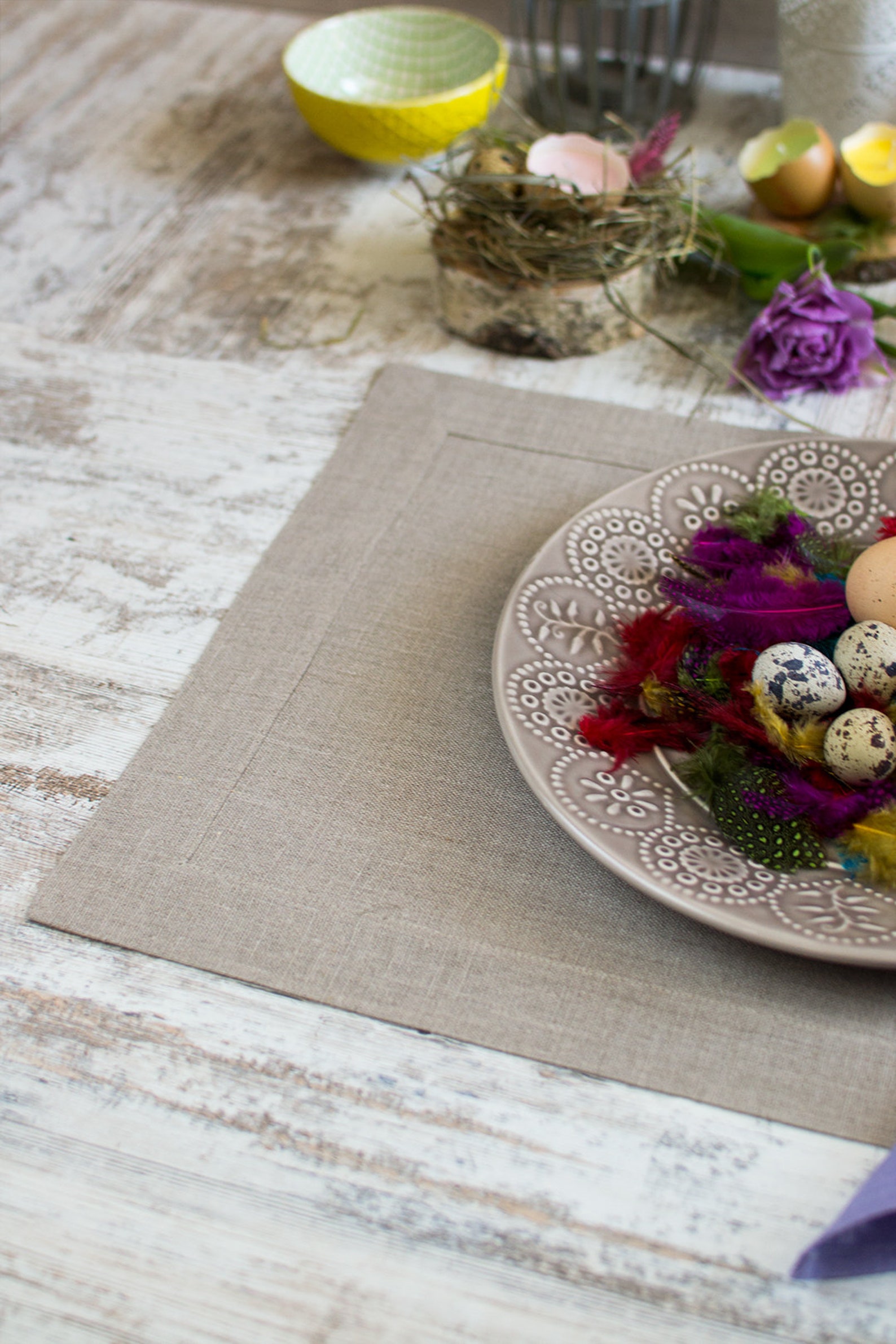 Natural linen placemats Table place setting Wedding dinner | Etsy