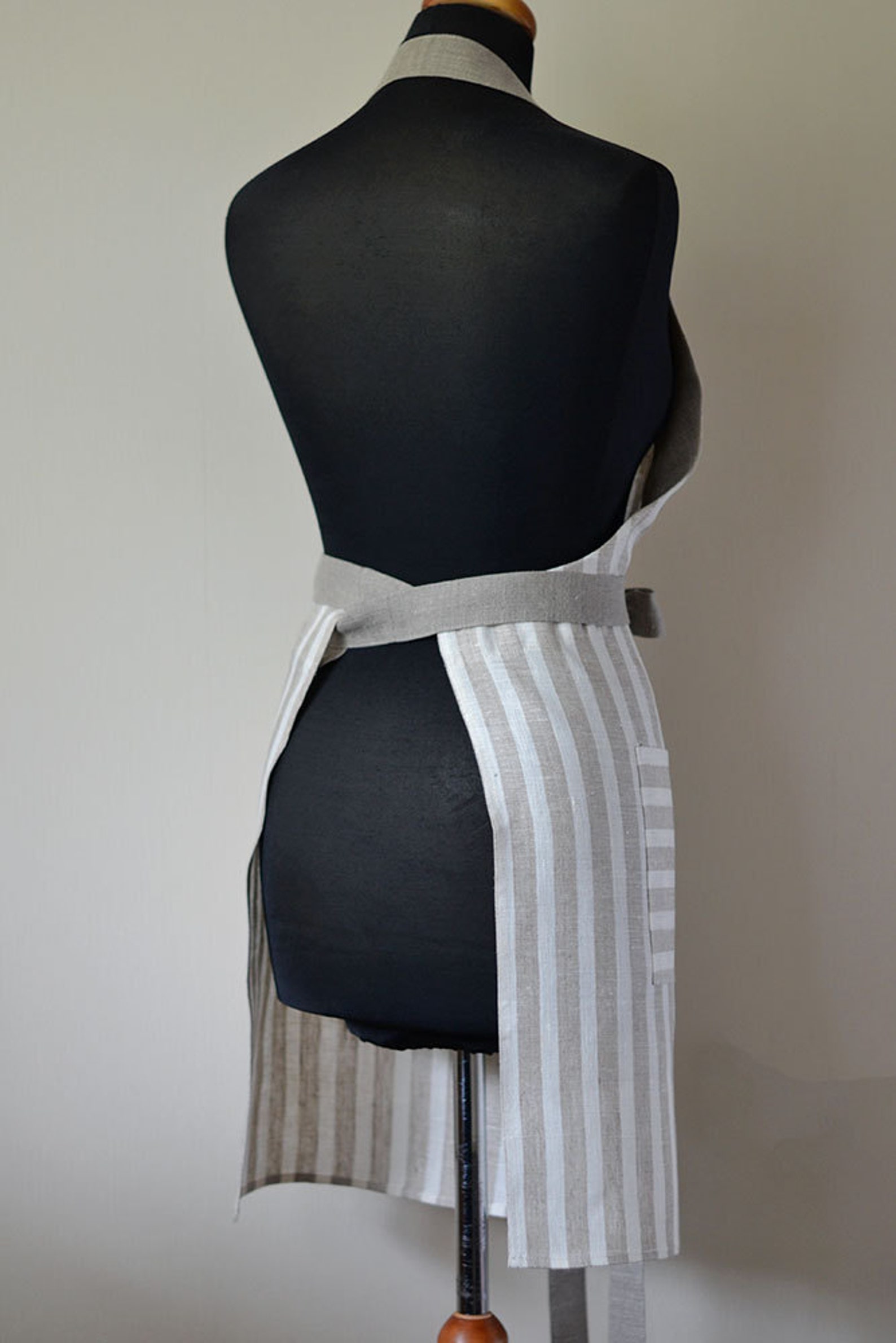 Natural Linen Full Apron Unisex Tan Kitchen Apron With One Big - Etsy